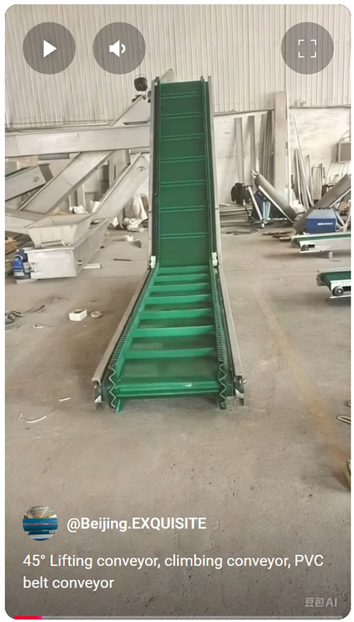 45° Lifting conveyor, climbing conveyor, PVC belt - PVC PU CONVEYOR ...